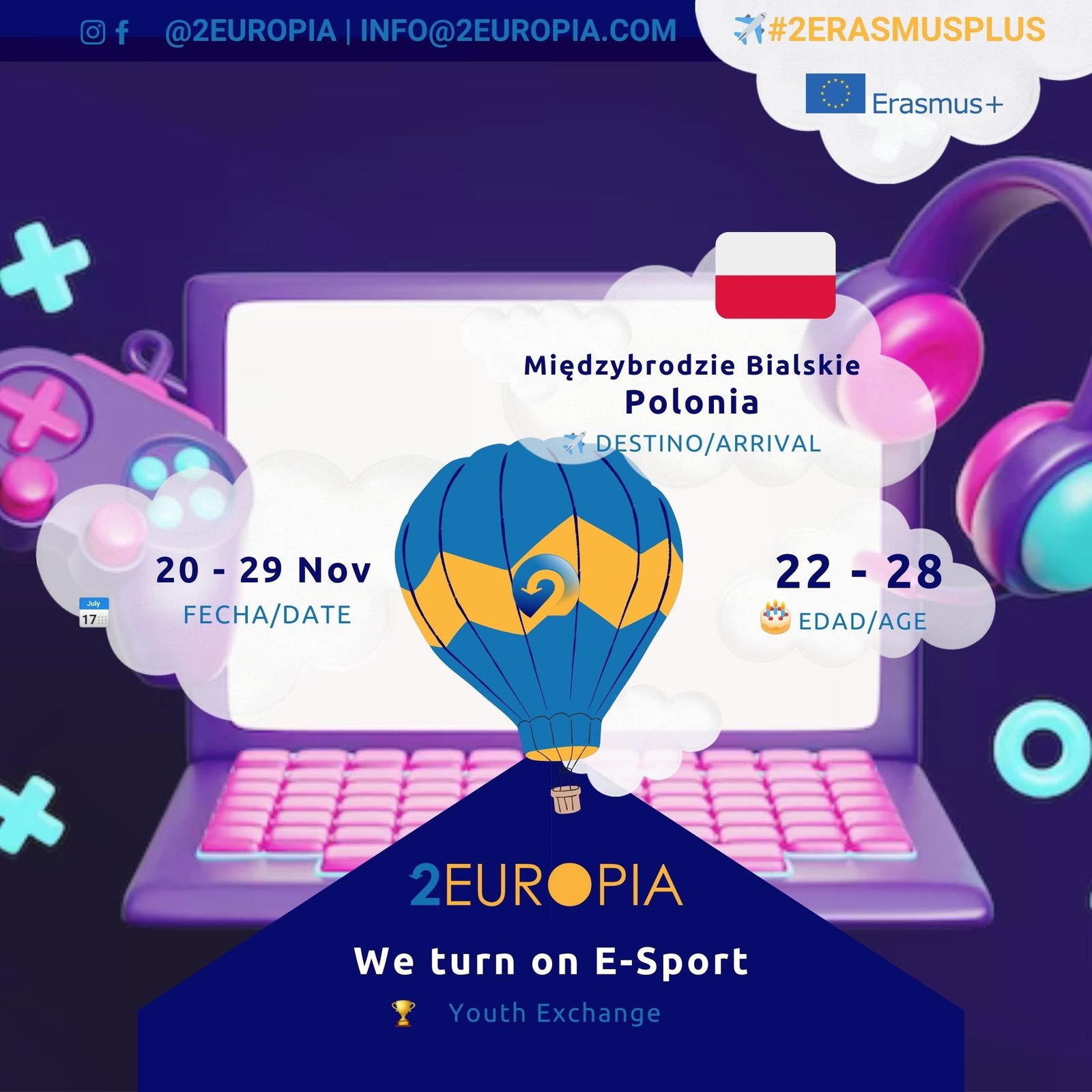 We turn on E-Sport, Youth Exchange – 🪂 2Europia | Association Erasmus